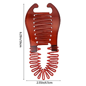Nifocc Interlocking Banana Combs Stretch Flexible Hair Combs Clips Flexible Ponytail Hair Clincher Hair Accessories for Women and Girls 2 Pcs Brown and Black