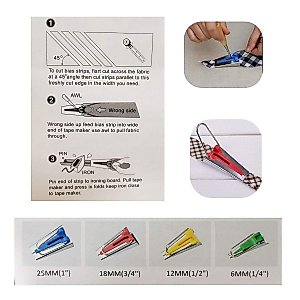 HONEYSEW Set of 15 Size Fabric Bias Tape Maker Tools Fabric Sewing Quilting Bias Binding Maker Come with 40 pcs of Multi-Color Quilting Pins Jelly Roll Sasher Tool Set