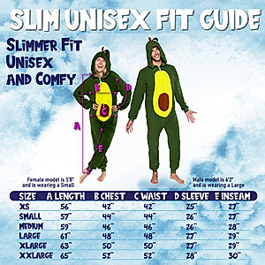 Funziez! Slim Pineapple and Avocado Adult Onesie - Food Halloween Costume - One Piece Cosplay Suit for Adults, Women and Men
