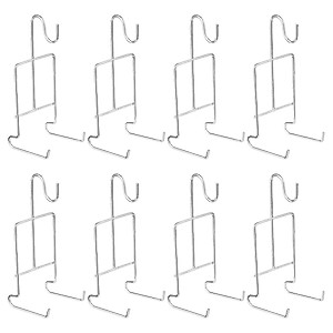 Homaisson Cup and Saucer Display Stand, 8 Pcs Tea Cup and Saucer Holders, Teacup Coffee Mug Organizer Rack, Golden Finish Metal Mug and Saucer Stand for Tea Coffee Cups Plates(Silver)