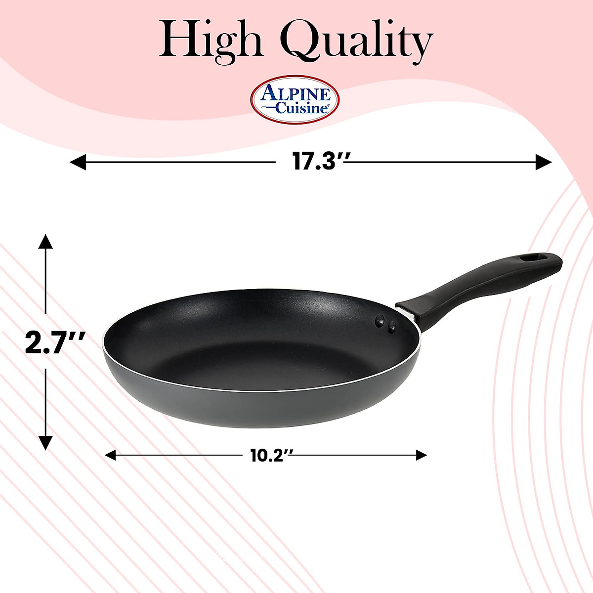 Alpine Cuisine 10 Inch Nonstick Saute Fry Pan Gray with Ergonomic Handle & Aluminum Cooking Pan, Ideal for Family, Durable & Evenly Heated