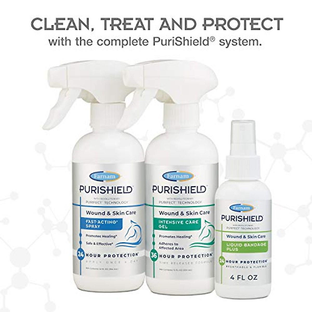 Farnam Purishield Horse Wound Care Fast Acting Spray, Cleans and Treats Wounds on Horses, Dogs, Cats & Livestock, 12 Ounces