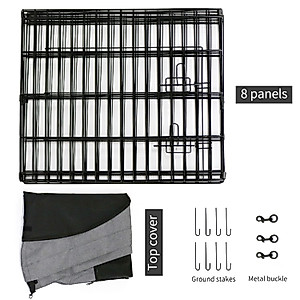 PETIME Foldable Metal Dog Exercise Pen/Pet Puppy Playpen Kennels Yard Fence Indoor/Outdoor 8 Panel 24" W x 24" H with Top Cover (with top Cover, 8 Panels 24" H)