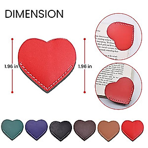 LazaKay Leather Heart Bookmarks - 6 Pcs Handmade Leather Bookmarks for Book Lovers and Bookworms, Reading Book Marks Accessories for Women & Men. Cute Corner Bookmarks Reading Gifts for Book Lovers