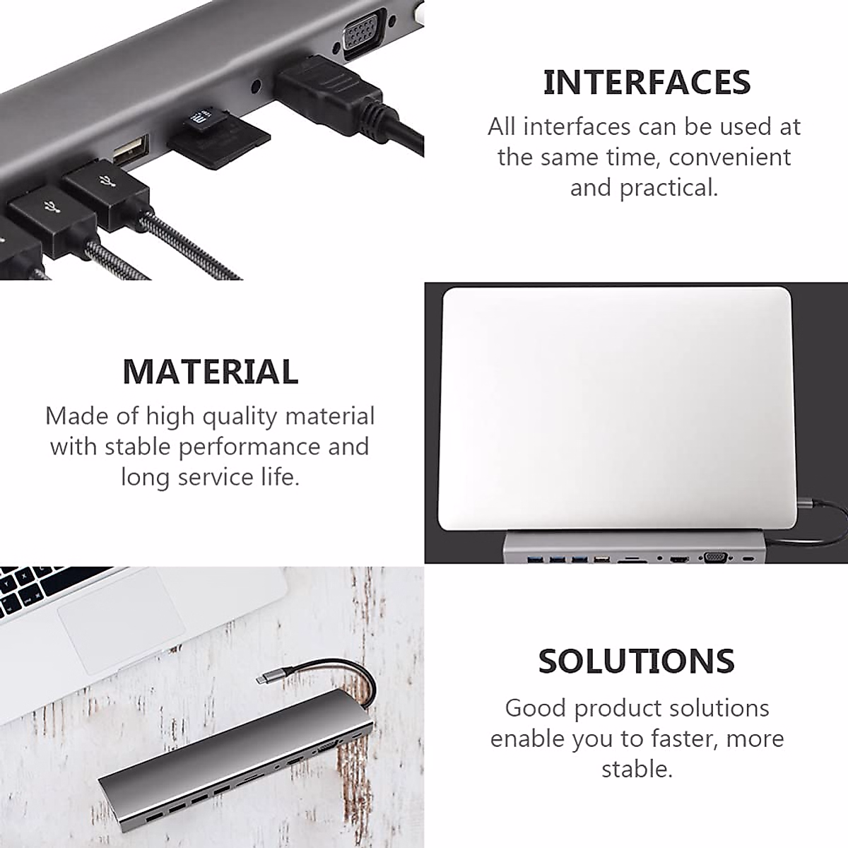OSALADI USB Hub USB Hub USB Hub USB Hub USB Hub USB Hub USB Hubs Aluminium Alloy Computer Converter Type- c Hub 11- in- 1 Hub Dock Station USB Docking Station Adapter