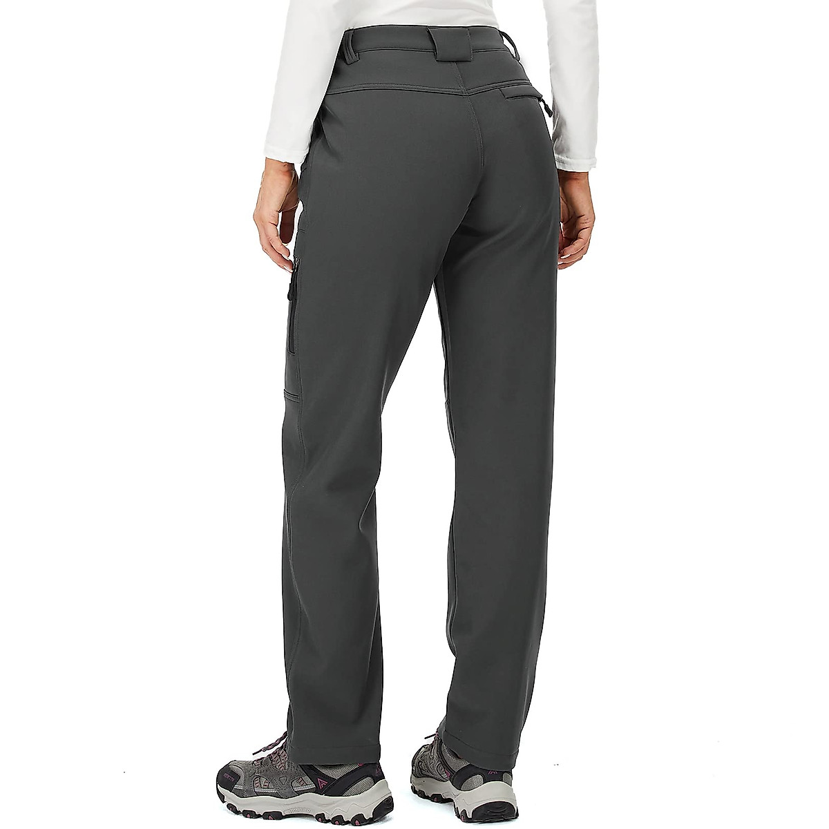 Toomett Women's Snow Pants Skiing Winter Insulated Soft Shell Outdoor Fleece Lined Hiking Pants with Zipper Pockets,H4409,Grey,4X-Large