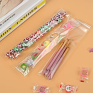 Halloween Pretzel Rod Bags, 2x8 Inch Clear Cellophane Bags for Pretzel Rod Treat Candy, Self Adhesive Sealing Plastic Cello Bags Resealable Poly OPP Bag for Pretzel Rods, Chocolate Bar, Brush, Pens, Jewelry