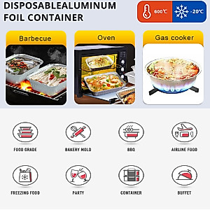 LUCKMETA 7'' Inch Round Tin Foil Pans Disposable Aluminum Pans with Clear Lids (30 Pack), Freezer & Oven Safe - For Baking, Cooking, Storage, Roasting, & Reheating, Recyclable, Pack of 30