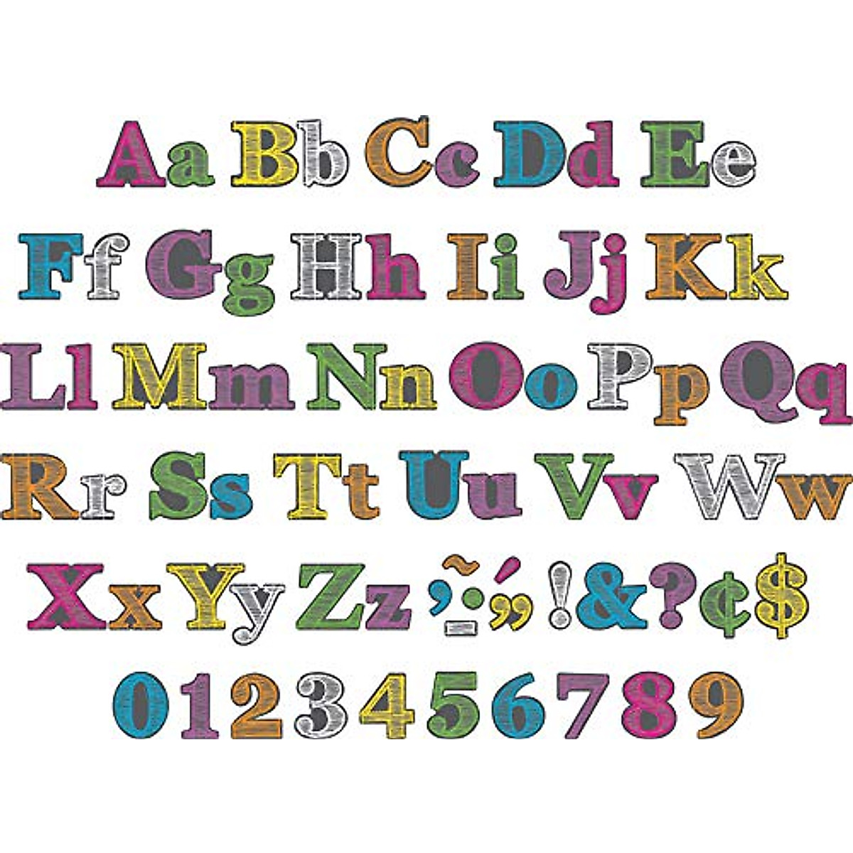 Barker Creek Letter Pop-Outs, 4" Chalkboard and 4” Rainbow Chalk, 2 Pack, Multicolor Designer Letters for Bulletin Boards, Breakrooms, Reception Areas, Signs, Displays, and More! 4", 468 Characters per Set (3508)