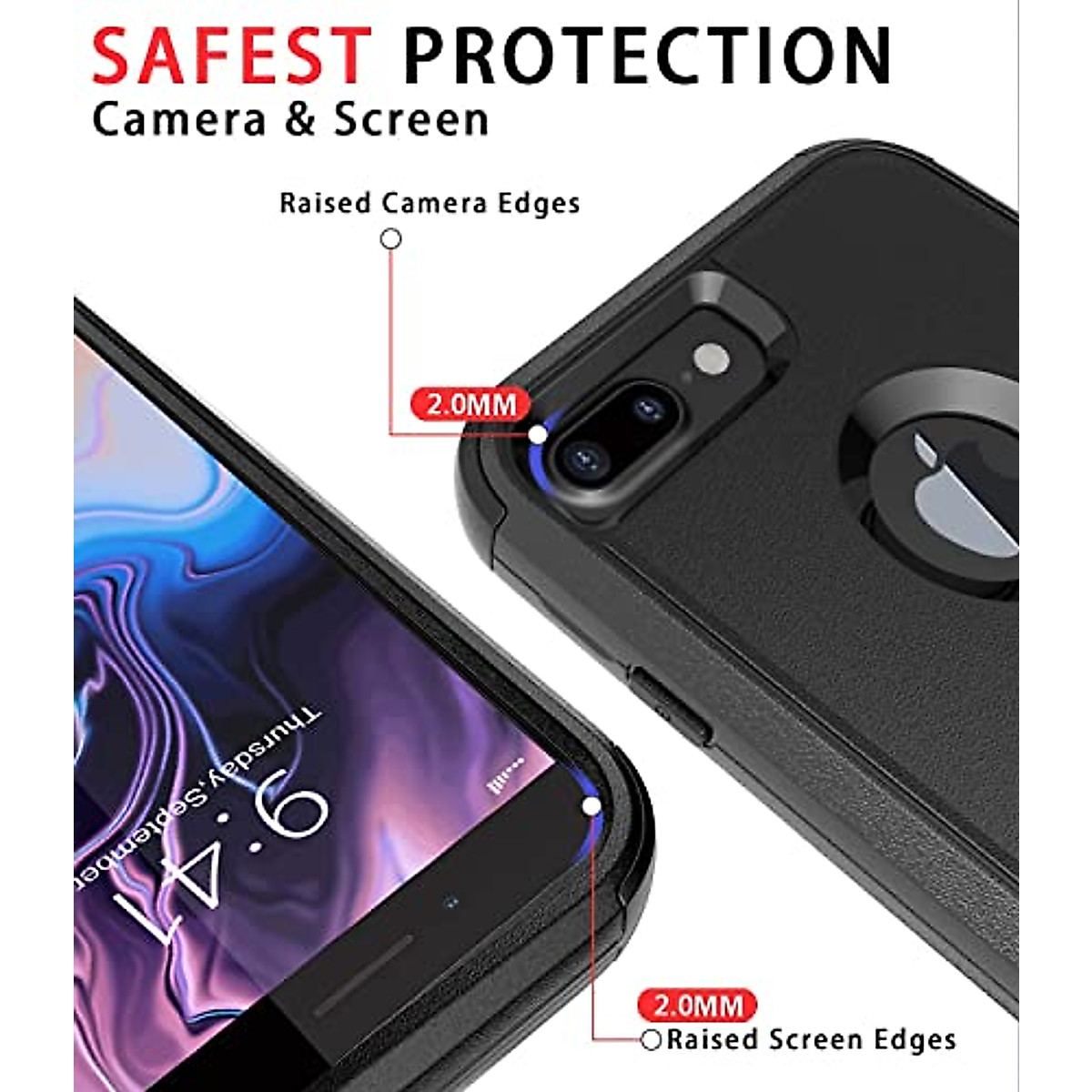 Diverbox Case [Shockproof] [Dropproof] [Dust-Proof],Heavy Duty Protection Phone Cover for Apple iPhone 8 Plus & 7 Plus (Black)