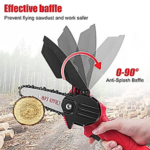 Mini Chainsaw, Cordless Portable Electric Chainsaw with 2 Battery and Chain, 4-Inch Handheld Pruning Shears Chainsaw for Tree Branch Wood Cutting