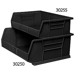 Akro-Mils 30250 AkroBins Plastic Storage Bins, Space-Saving Stackable Bins for Garage, Pantry, Craft Organization, 15-Inch x 16-Inch x 7-Inch, Black, 6-Pack