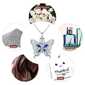 CHENGHONG Butterfly Urn Necklace for Ashes 925 Sterling Silver Cremation Jewelry for Ashes for Human Keepsake Memorial Jewelry for Ashes Opal Butterfly Pendant Jewelry Christmas Gifts for Women
