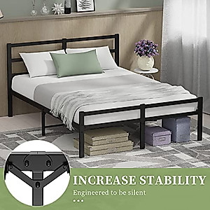 Musen Queen Bed Frame with Headboard and Footboard, 14 Inch Platform with Storage, Heavy Duty Steel Metal Bed Frame No Box Spring Needed, Noise Free, Anti-Slip, Easy Assembly (Max Load: 1200lb)