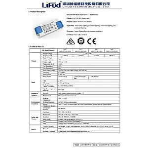 Lifud LED Driver 1200mA DC 25-42V 50W LED Luminaire Power Supply Input 220-240VAC LF-GIR050YM1200H Constant Current Commercial Lighting Driver LED Panel Driver