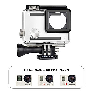 GEPULY Waterproof Housing Case for GoPro Hero 4, Hero 3+, Hero 3 Underwater Photography - Waterproof Up to 131 ft (40M) - with Quick Release Mount, Thumb Screw