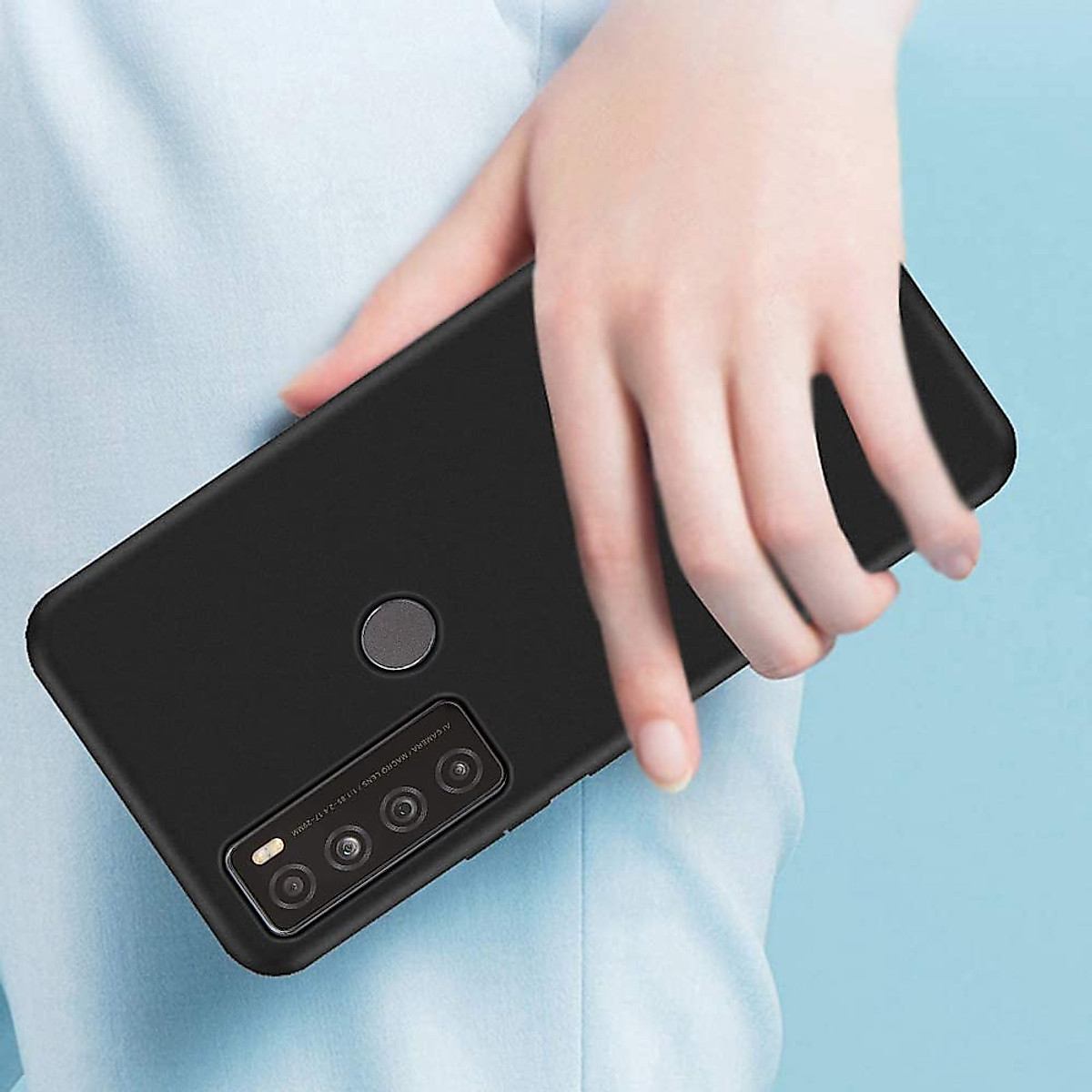 YJROP for TCL 30 XL Case with Tempered Glass Screen Protector Slim Full-Body Silicone Bumpers Anti-Scratch Shockproof Protective Phone Case Cover for Alcatel TCL 30 XL (T701DL) (Black)