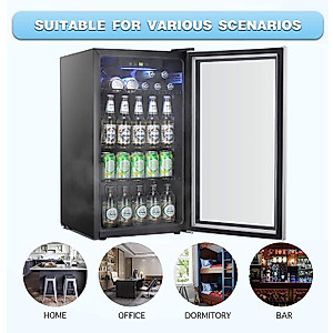 Antarctic Star Beverage Refrigerator Cooler, 100 Can Mini Fridge Glass Door for Soda Beer or Wine Glass Door Small Drink Dispenser Adjustable Clear Front for Home, Office or Bar, 3.1cu.ft.…
