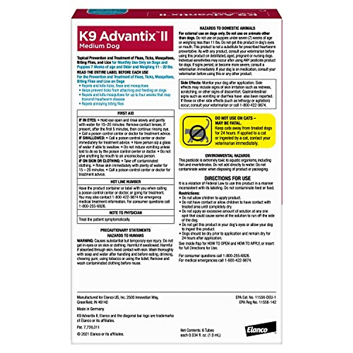 K9 Advantix II Medium Dog Vet-Recommended Flea, Tick & Mosquito Treatment & Prevention | Dogs 11-20 lbs. | 6-Mo Supply