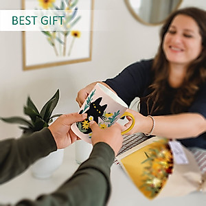 NymphFable Cat Mug Large Ceramic Coffee Mug with Handle 100% Hand Painted Christmas Gift 600ml/20oz