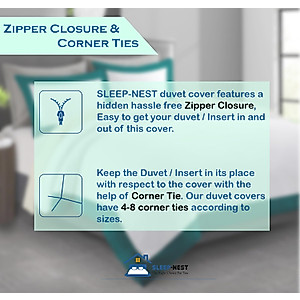 SLEEP-NEST Two Tone Duvet Cover Set King 104"x90" Long Staple 100% Egyptian Cotton - 3 Piece Shading Design 600TC Covers with Zipper Closure, Two Color Duvet Cover Super Soft, (White + Black)