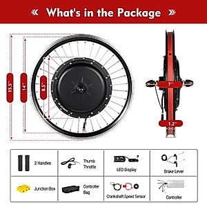 20" Electric Bicycle Front Wheel E-Bike Conversion Kit 48V 1000W Bike Bicycle Cycling Power Hub Motor SW-810 LED Display Intelligent Controller Set (20'' 48V 1000W Front Wheel Kit,)