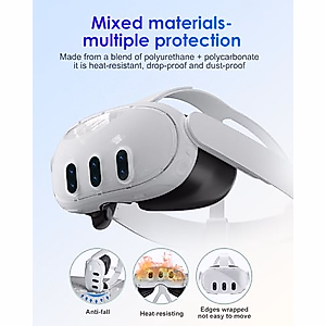 Accessories for Meta Quest 3, VR Accessory Set for Oculus Quest 3, VR Accessories Included Transparent Shell Cover, Lens Tempered Glass Protector, Protective Lens Cover, Joystick Caps