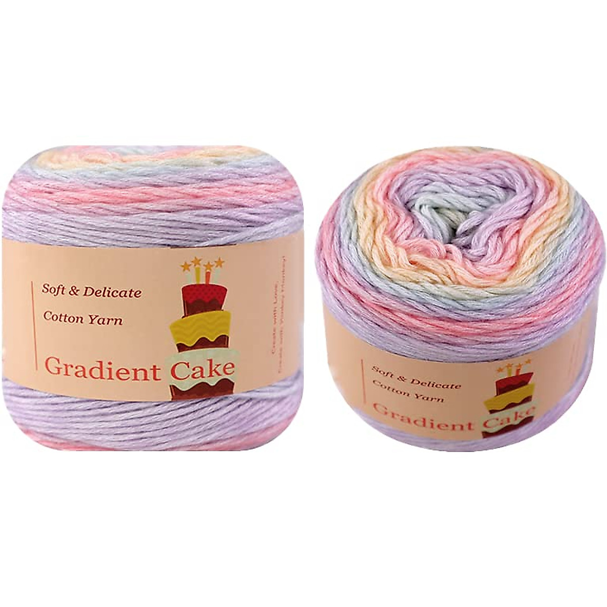 2-pk Gradient Cake Cotton Ball by Yonkey Monkey (1171) Knitting Crochet