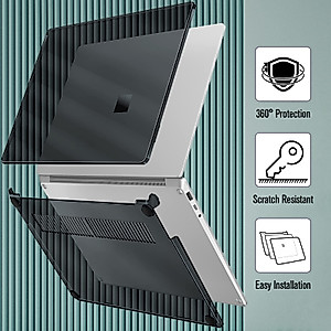 Fintie Case for 13.5 Inch Microsoft Surface Laptop 5/4/3 with Metal Keyboard (Model: 1951/1868) - Protective Slim Snap On Hard Shell Cover, Crystal Black