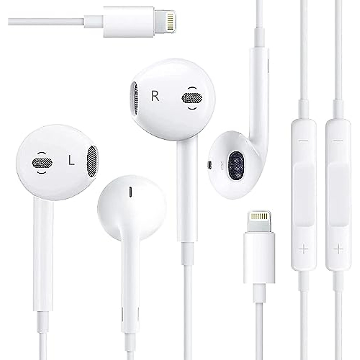 2 Pack-iPhone Earbuds/iPhone Headphones Wired//Wired Earphones/Lightning [MFi Certified] Built-in Microphone & Volume Control Compatible with iPhone 14/13/12/11/X/8/7, Support All iOS System