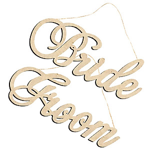 TOYANDONA Bride to be Sign 2pcs Wedding Chair Banner Bride Groom Wood Sign Letter Wall Hanging Decoration Wedding Photo Booth Prop Anniversary Party Decor Supplies Beige Bride and Groom Chair Signs