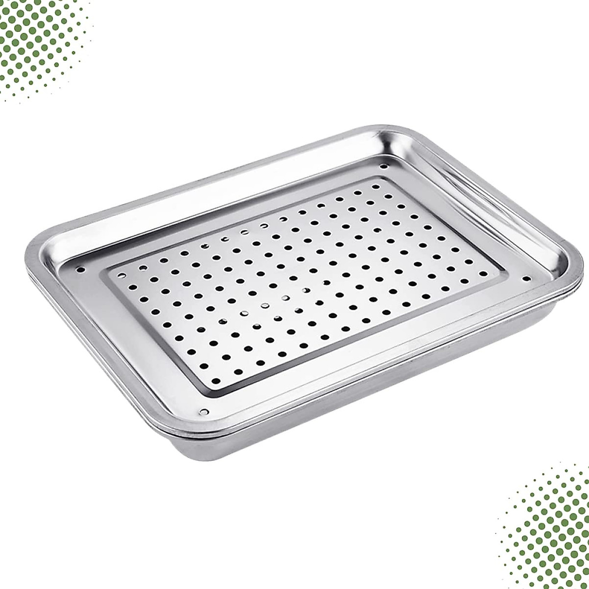 BESTonZON Drip Tray Stainless Steel Tea Drinks Serving Tray Hollow Tea Tray Serving Tray for Tea Serving Tray, Tea