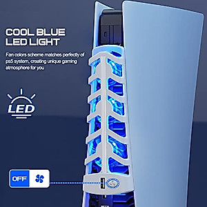 EUROA Cooling Fan, Efficient Cooling System with 5200RPM Cooling Fans&LED Light Compatible with Playstation 5, Upgrade Accessories Cooler Fan Cooling Fan for PS5 Console Disc&Digital Edition, USB Hub