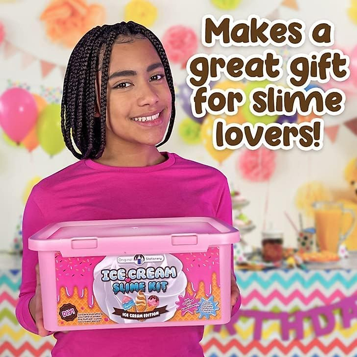 Original Stationery Ice Cream Slime Kit for Girls, Amazing Ice Cream Slime Making Kit to Make Butter Slime, Cloud Slime and Foam Slimes, Great Gift Idea