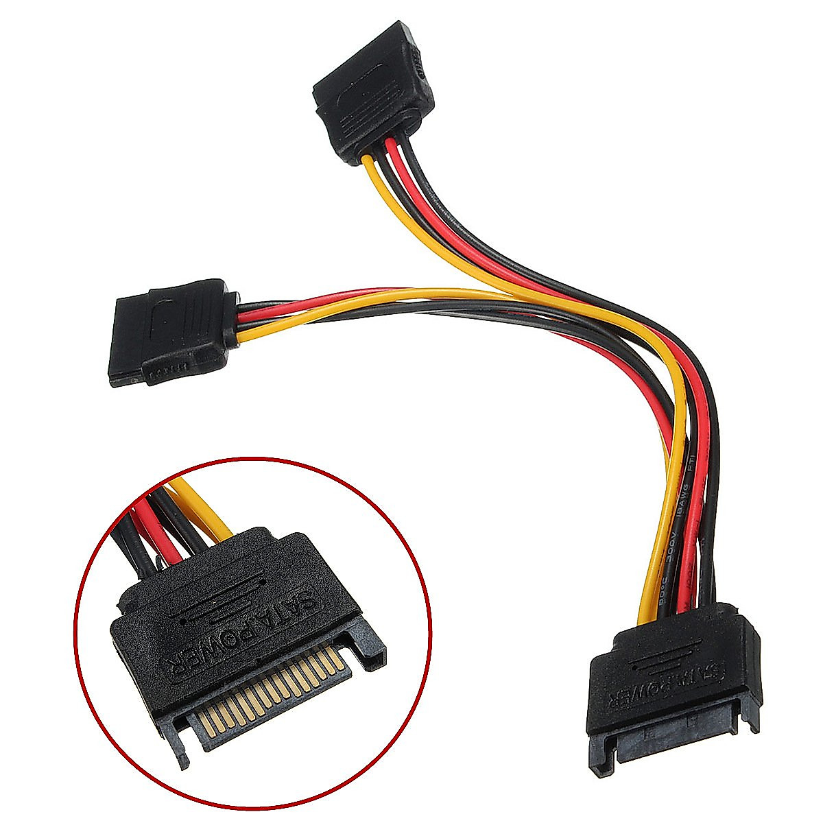 traderplus 2Pcs 15 Pin SATA to Dual SATA Power Y Splitter Cable for Hard Drive HDD SSD 8 Inch
