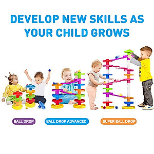 Ball Drop Educational Toy with Bridge - Advanced Spiral Swirl Ball Ramp Activity Playset for Toddlers