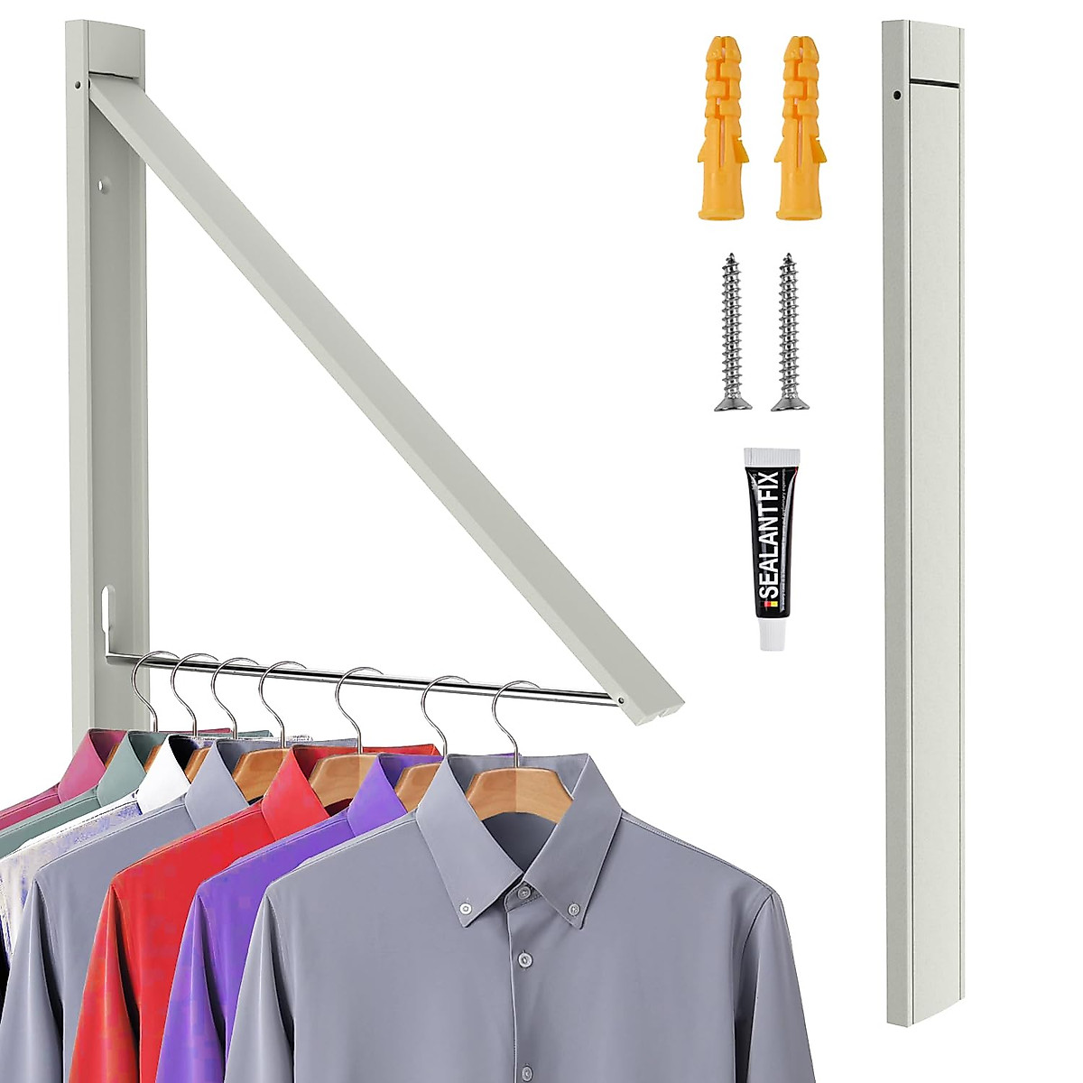 Ithywat Retractable Clothes Drying Rack,Space Saver Wall Mounted Folding Hanger for Laundry Room, Closet Storage Organization, Easy Installation Aluminium Dryer 1pcs