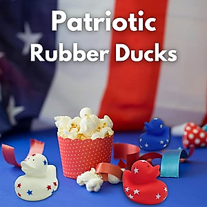 4E's Novelty Patriotic Rubber Ducks (24 Pack) Bulk 2" - 4th of July Party Favors, Patriotic Party Supplies Gifts toys for Kids Adults Fourth of July, Jeep Ducking
