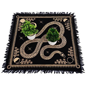 ASAV Tarot Altar Cloth Golden Snake Dragon Table Napkin Cloth Witchery Supplies Home Decor Wall Art Spiritual Witchcraft Square (24x24 Inches (61x61 Cm))