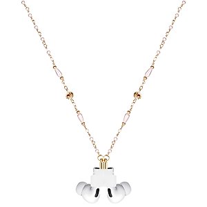 Female Magnetic Anti-Lost Strap Holder Necklace White Pearl Stainless Steel Chain Compatible with Airpods Pro 3 2 1