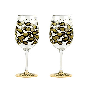 C.R. Gibson Lolita Love My Party Leopard 10-Ounce Acrylic Wine Glasses, Set of 2