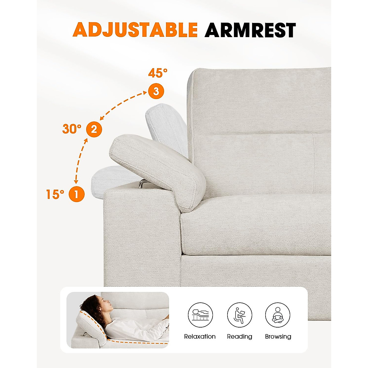 71.25" Modern Sofa Couch for Living Room, Deep Seat Sleeper Sofa with 8”Cushion, Comfy 2-Seater Chenille Loveseat Sofa with Convertible Armrest, Removable Sofa Cover, High Leg (Beige)