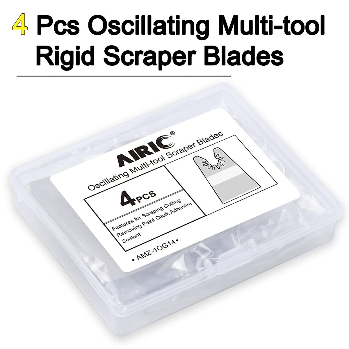 AIRIC Universal Rigid Scraper 4 pcs Oscillating Multitool Blades, Compatible with Dewalt Fein Multimaster Porter Cable Black&Decker Bosch Dremel Rockwell etc. 1QG14