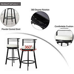 LOKATSE HOME 2 Piece Outdoor Swivel Bar Stools Patio Height Metal Chairs with Cushion, Beige