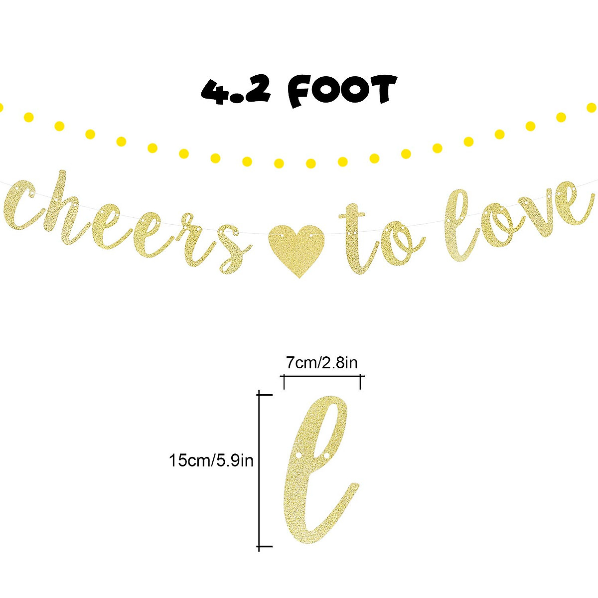 LINGTEER Cheers to Love Gold Glitter Bunting Banner Perfect for Wedding Engagement Anniversary Bridal Shower Party Gift Decorations Backdrop Sign.