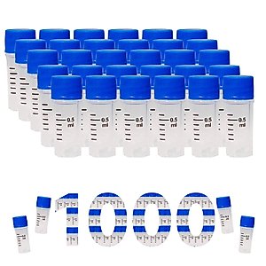 CryoKING 0.5ml Cryogenic Vials Sterile Vials with Blue Caps for Sample Collection and Storage (External Thread, Non-Barcoded), 1000 Pcs/Case