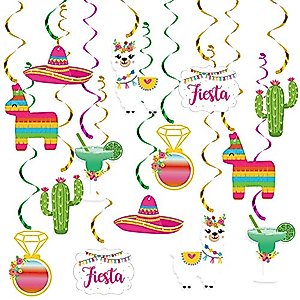 Mexican Final Fiesta Hanging Swirl Decorations, Final Fiesta Bachelorette Bridal Shower Party Decorations Llama Cactus Garland for Bachelorette Bridal Shower Bride to Be Engagement Wedding Party