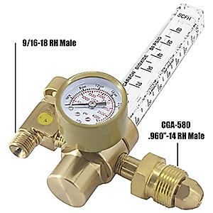 AWLOLWA Argon CO2 Mig Tig Flow meter Welding Weld Regulator Gauge Gas Welder CGA-580 With 80'' (6.6FT) Hose