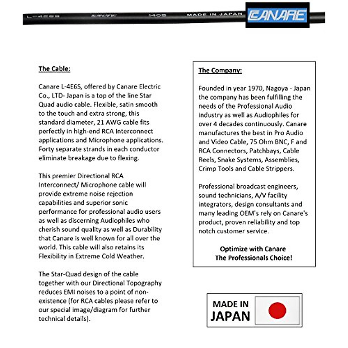 WORLDS BEST CABLES 1.5 Foot RCA Cable Pair - Made with Canare L-4E6S, Star Quad, Audio Interconnect Cable and Amphenol ACPR Gold RCA Connectors – Directional Design - Custom Made