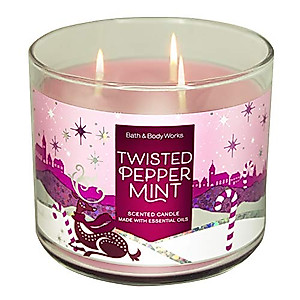 White Barn Bath and Body Works, 3-Wick Candle w/Essential Oils - 14.5 oz - 2020 Holidays Scents! (Twisted Peppermint)